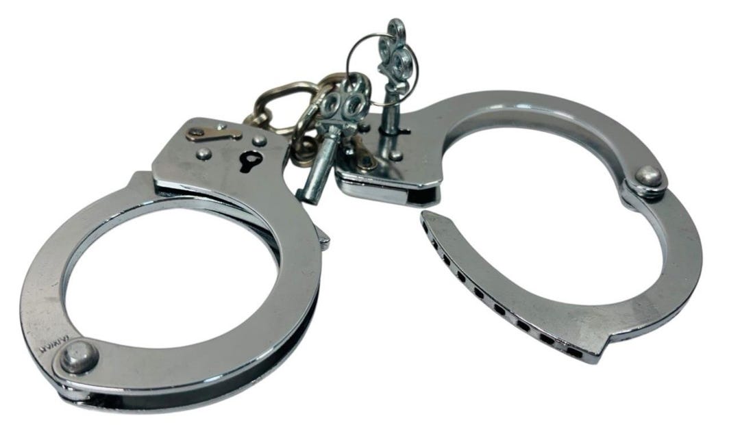 Vtg Chrome Metal Handcuffs With Keys "adjustable" Excellent Condition ...