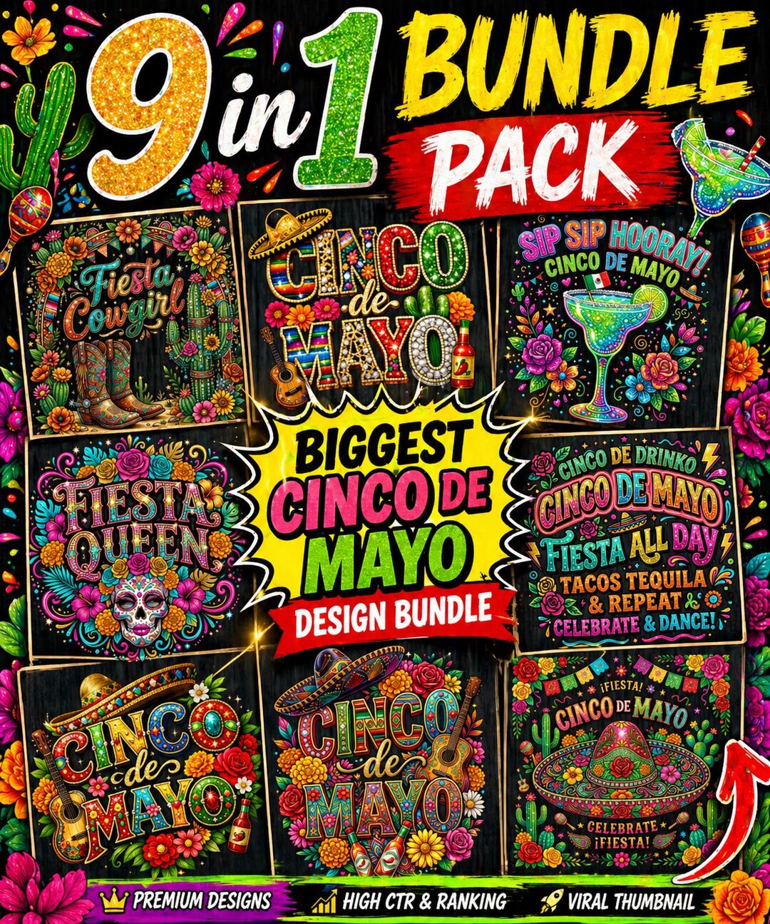 Cinco De Mayo Bundle PNG, Mexican Fiesta PNG Bundle, Cinco De Mayo ...