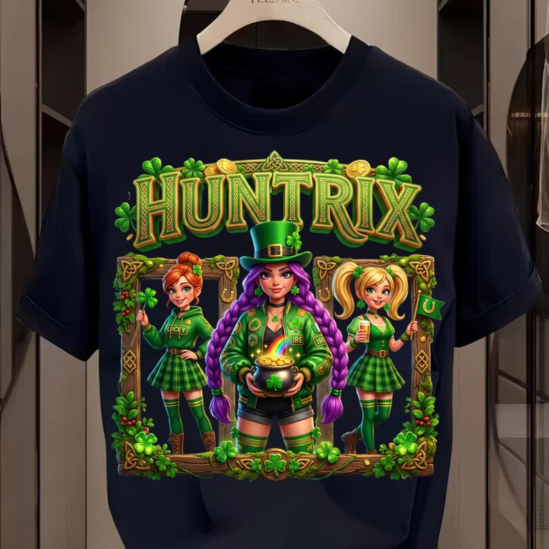 Kpop Demon Hunters St Patrick's Day PNG, Huntrix Girls Preppy Design ...