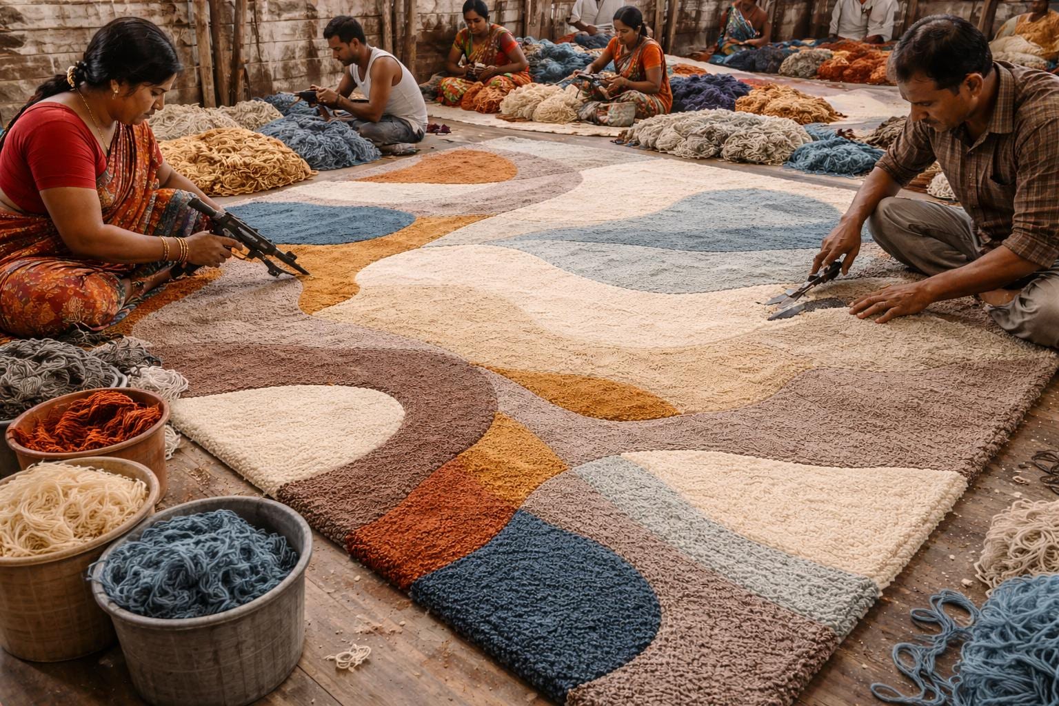 Hand Tufted Abstract Wool Rug | Modern Earth Tone Area Rug | Luxury ...