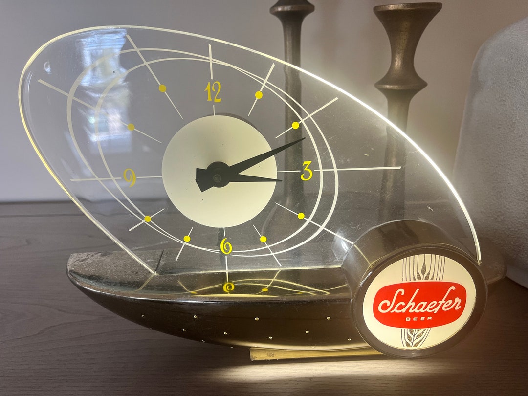 Schaefer Beer Atomic Clock Sailboat Lighted 615 Bar Sign Light ...