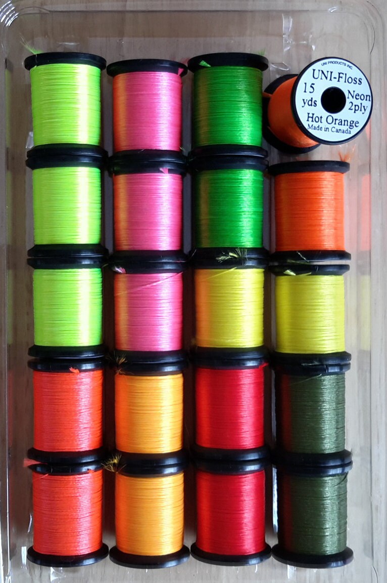 Fly Tying Uni Neon Floss 20 spool combo.......15 yds. | Etsy