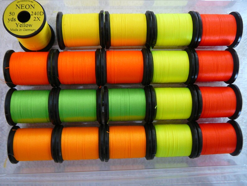 Fly Tying Uni-neon/thread.....20 Spool Combo..... 1/0... 2 - Etsy UK