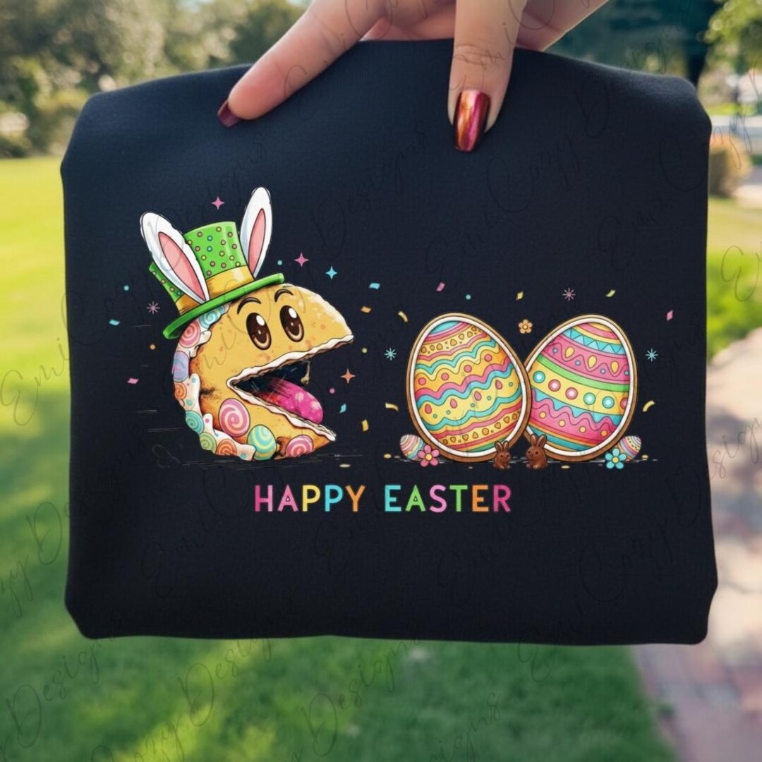 Pac-man Easter PNG, Retro Gamer Easter Clip, Happy Easter Gaming Design ...