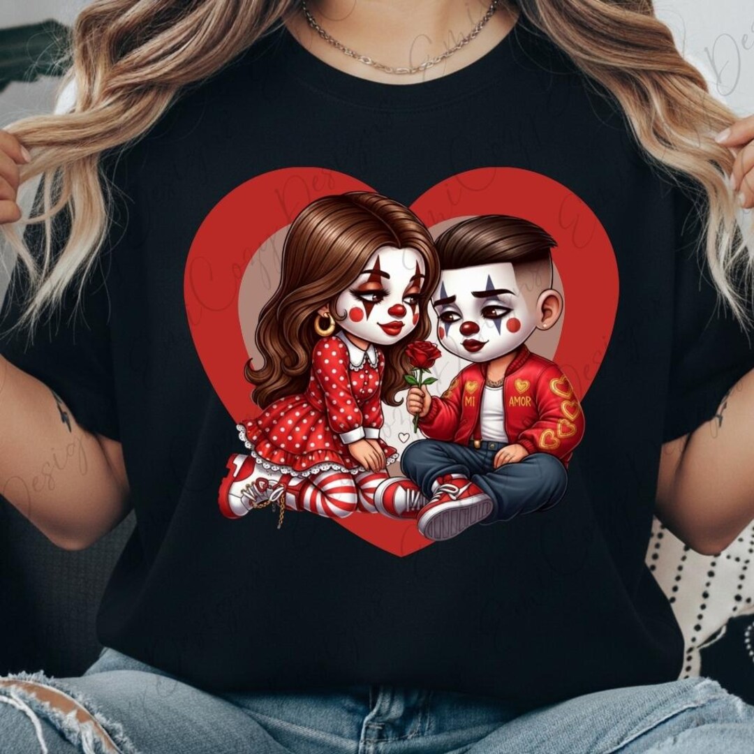 Chicano Clown Couple in Love With Red Rose & Heart | Mi Amor Aesthetic ...