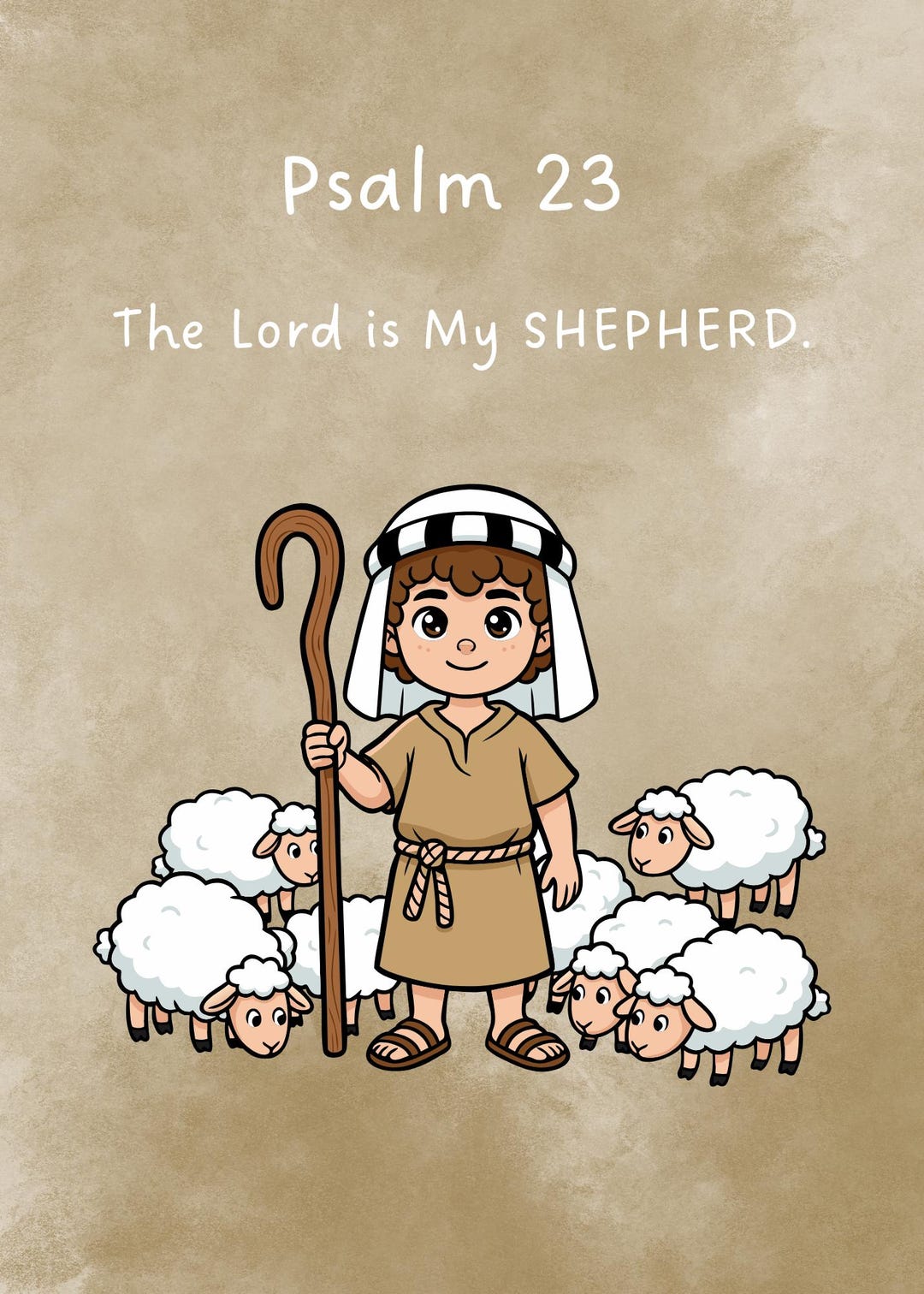 Psalm 23 for Children Tan Printable Wall Art | Shepherd Theme | Kids ...