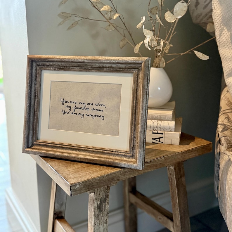 Custom Handwriting Embroidery Keepsake Framed - Personalised ...