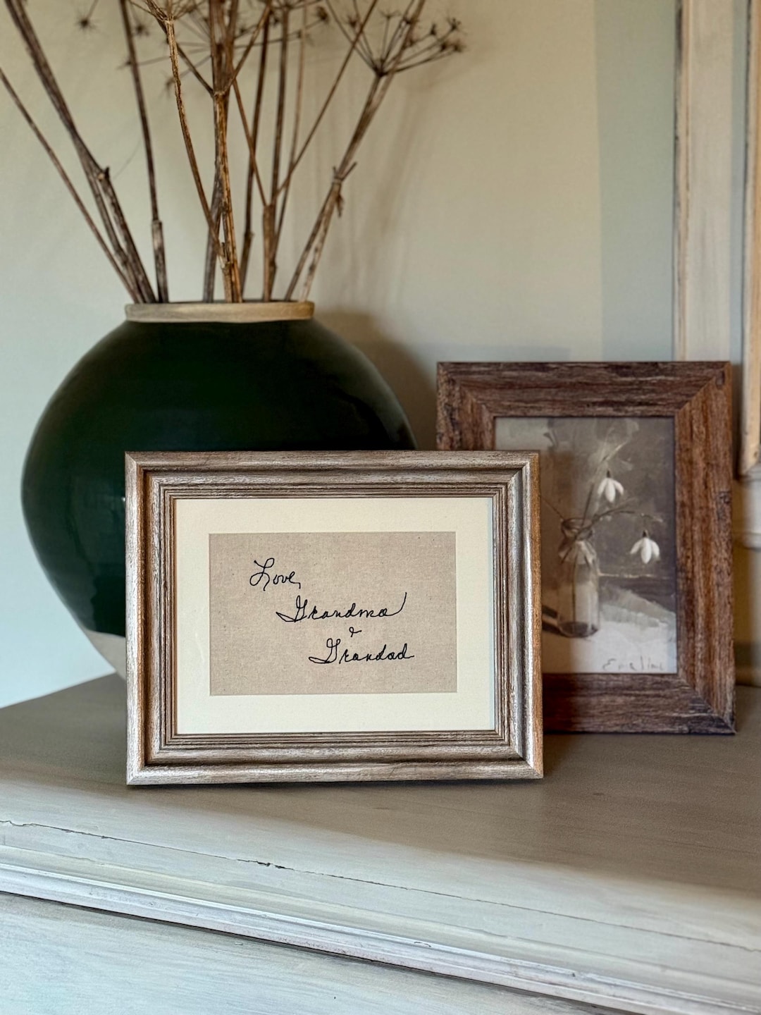 Custom Handwriting Embroidery Keepsake Framed - Personalised ...