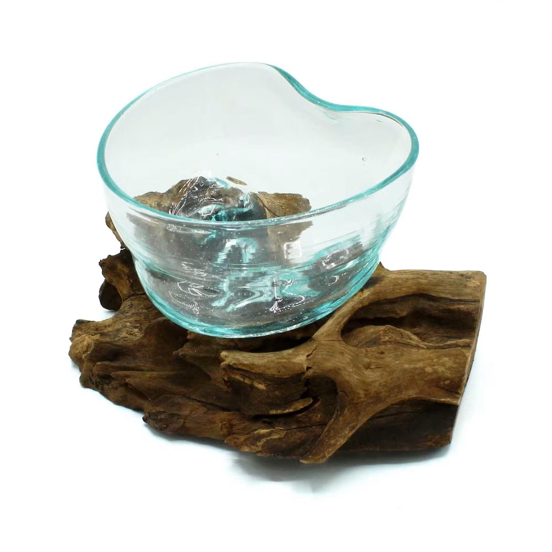 Molten Glass Artfully Misshapen Bowl on Wood - Etsy