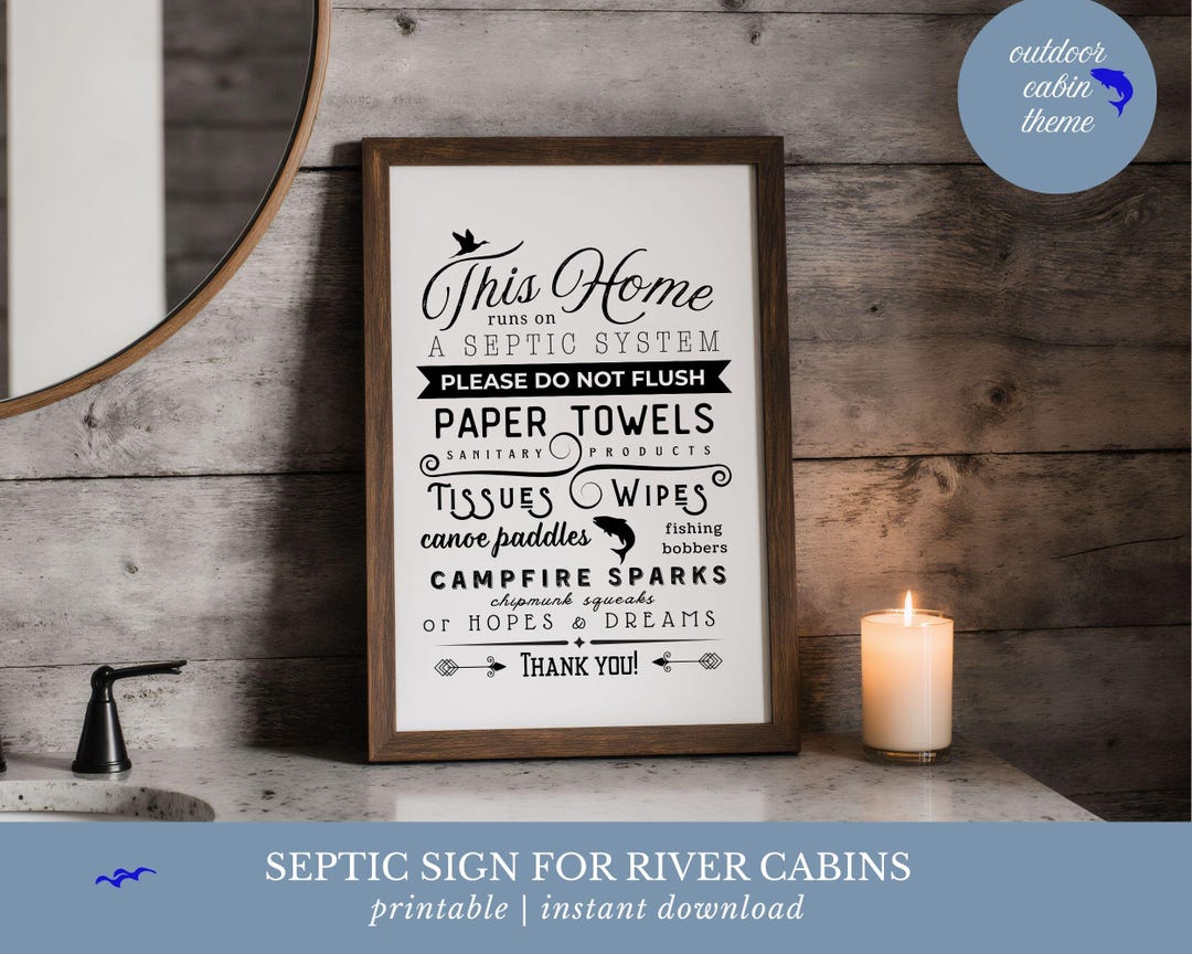 Septic Sign for Lake & Outdoor Cabins | Printable Bathroom Sign | Funny ...