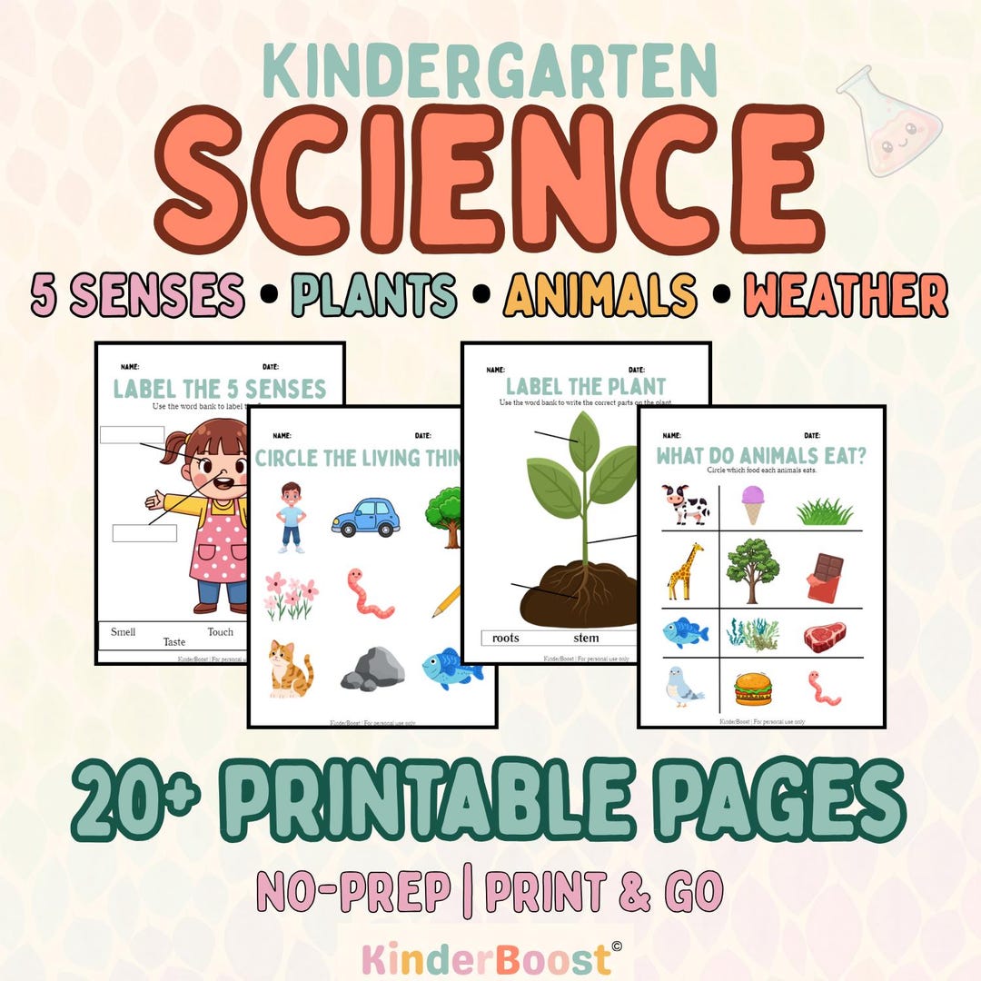 Kindergarten Science Pack | 5 Senses, Plants, Animals, Weather | No ...