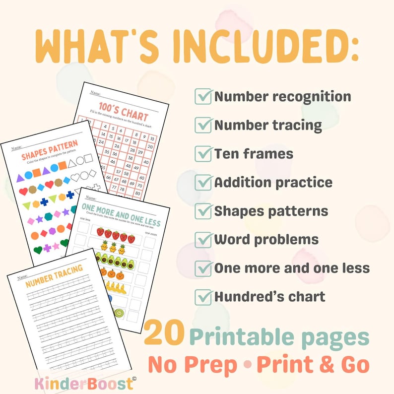 Kindergarten Math Pack | 20 Printable Worksheets | No-prep Math ...