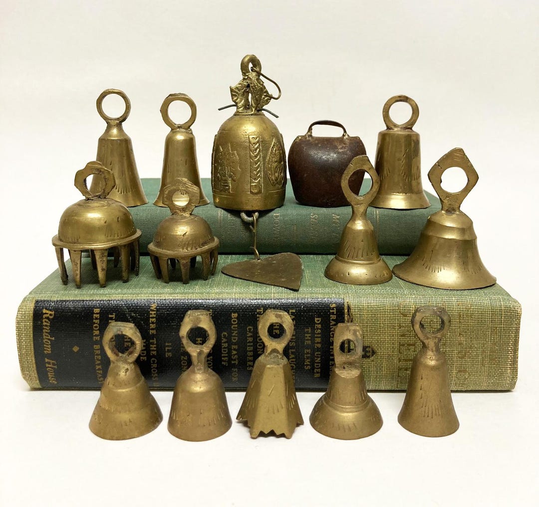 Vintage Mini Brass Bells Alter Religious Zen Yoga Small Metal Rustic ...