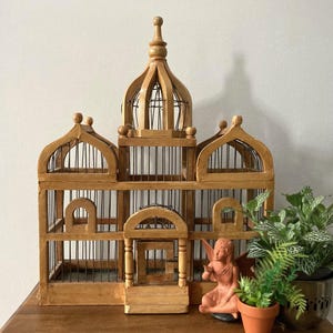 Victorian Style Vintage Bird Cage Display Wooden Triple Pitched Roof ...
