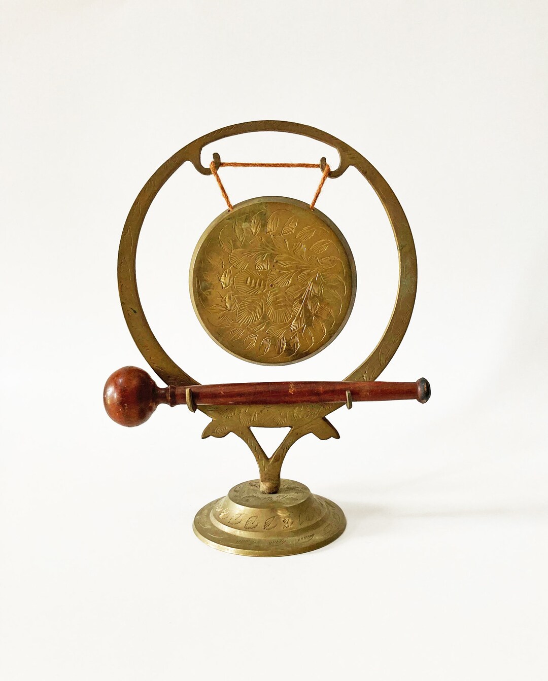 Vintage 70's Etched Gong Wooden Stricker Mallet Tabletop Size for Zen ...