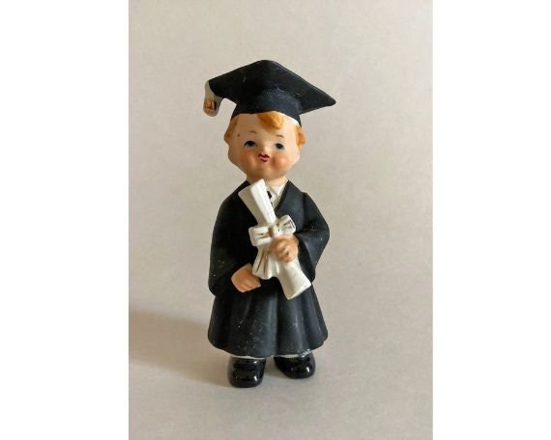 Vintage Graduate Boy Figurine Graduation Cap and Gown Statue Cake ...