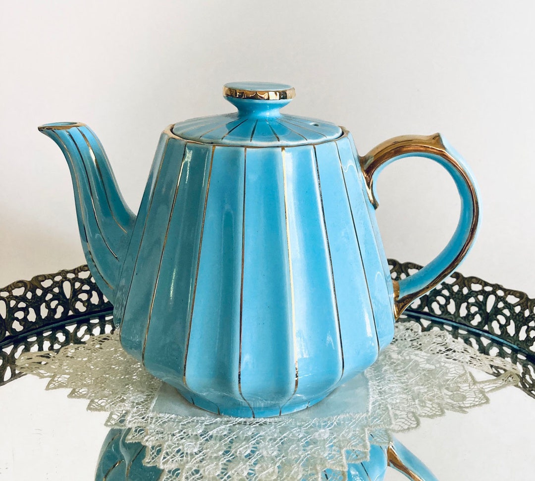 Elegant Midcentury Modern Blue Teapot by Sadler Made in England Tea ...