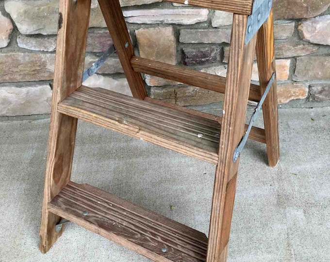 Vintage Wooden 3-step Ladder - Etsy