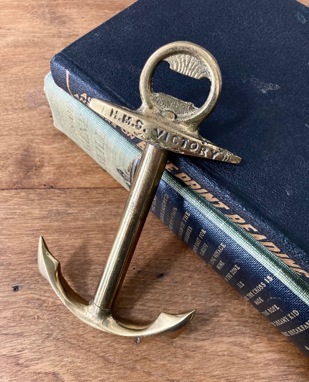 Vintage Brass H.M.S. Victory Anchor Secret Hidden Corkscrew Nautical ...