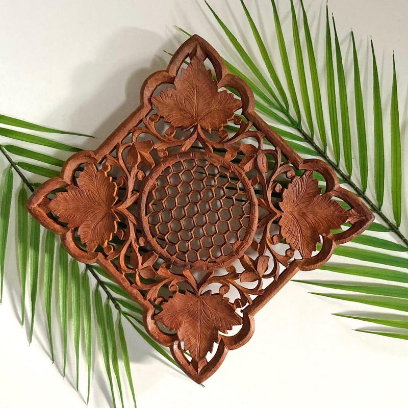 Carved Indian Wood Trivet - Etsy