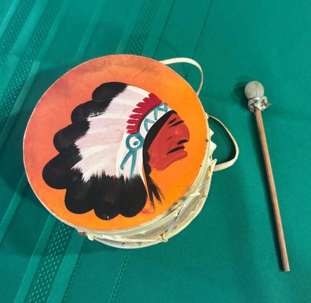 Vintage Hand Painted Native American Souvenir Toy Tom Tom Drum ...