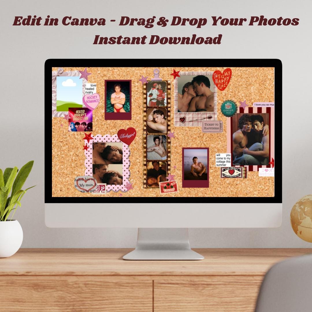 Heated Rivalry Collage Desktop Wallpaper | Scrapbook Style Laptop ...