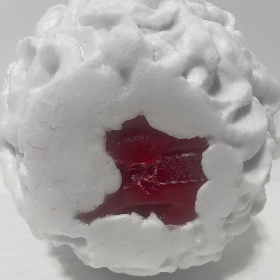 Large RED Interior Snowball Candle Hand Frosted Cin-apple Scent - Etsy