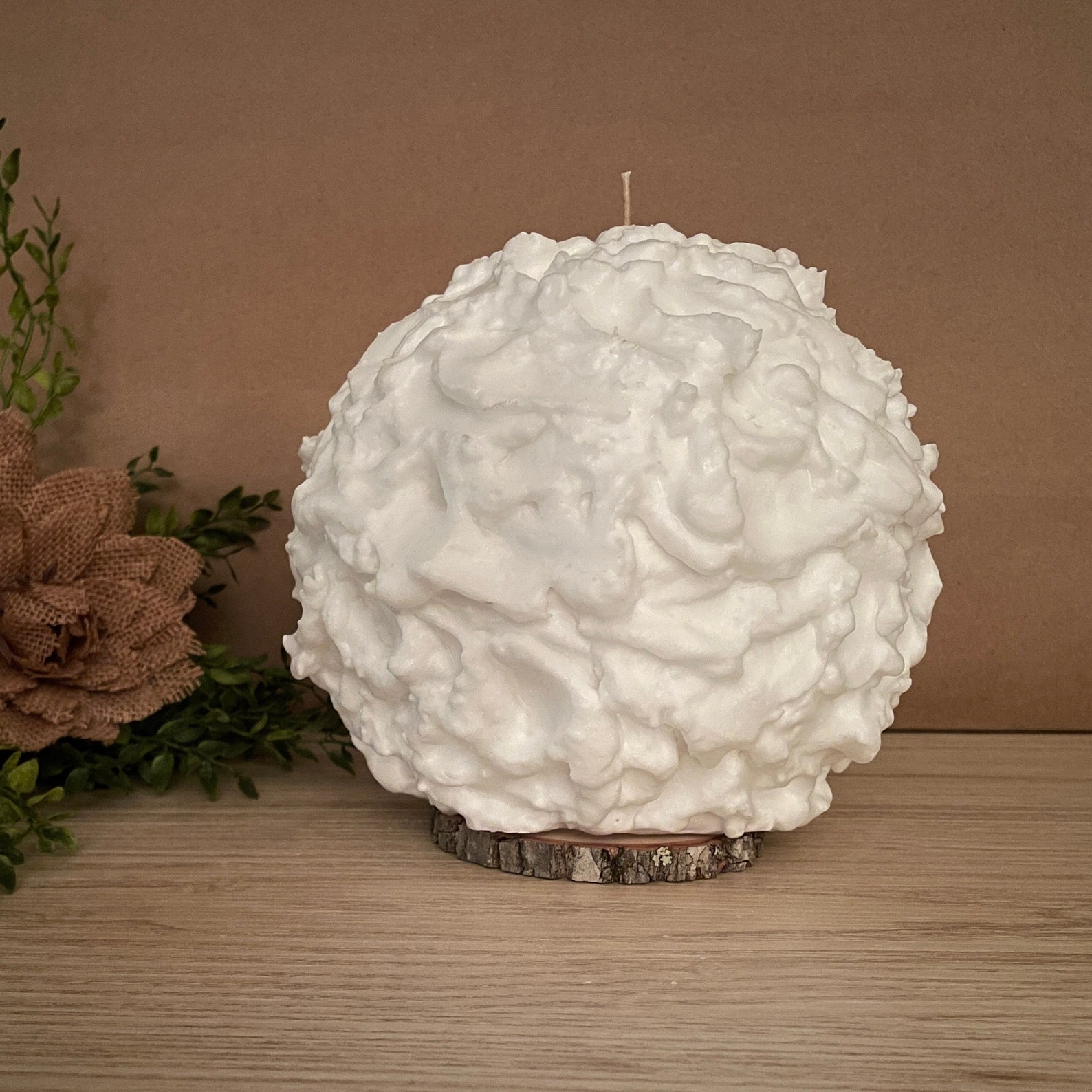 Large RED Interior Snowball Candle Hand Frosted Cin-apple Scent - Etsy