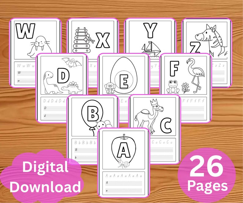 English Alphabet Coloring and Tracing Book for Kids (26 Pages) - Etsy