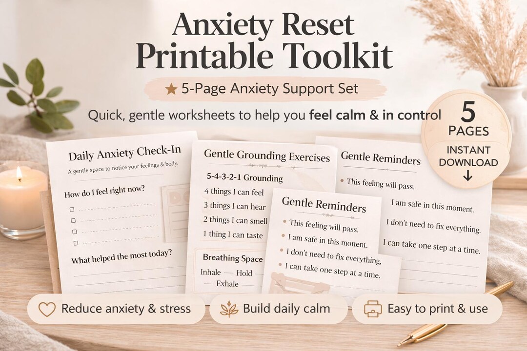 Anxiety Relief Workbook, Anxiety Planner Printable, Daily Anxiety Check ...