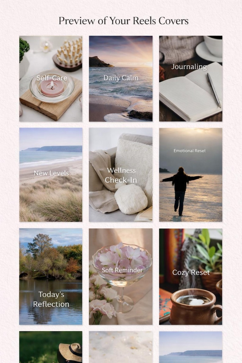 Calming Instagram Reels Covers | Soft Minimal Wellness JPG Pack ...