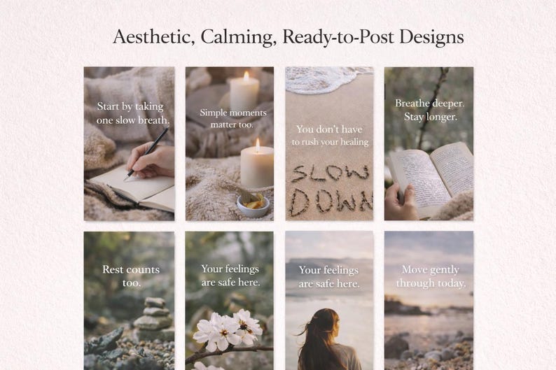 Calming Instagram Reels Covers | Soft Minimal Wellness JPG Pack ...
