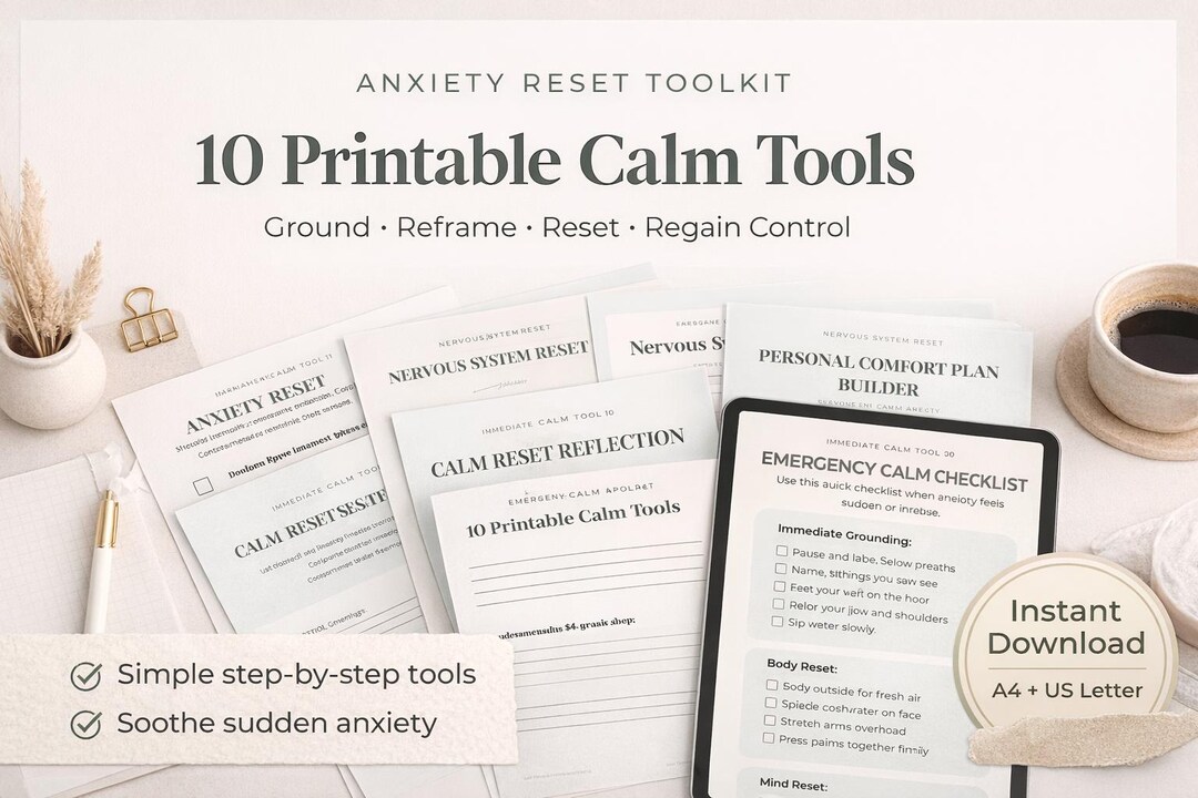 Anxiety Relief Toolkit | 10 Printable Calm Down Tools (PDF Download A4 ...