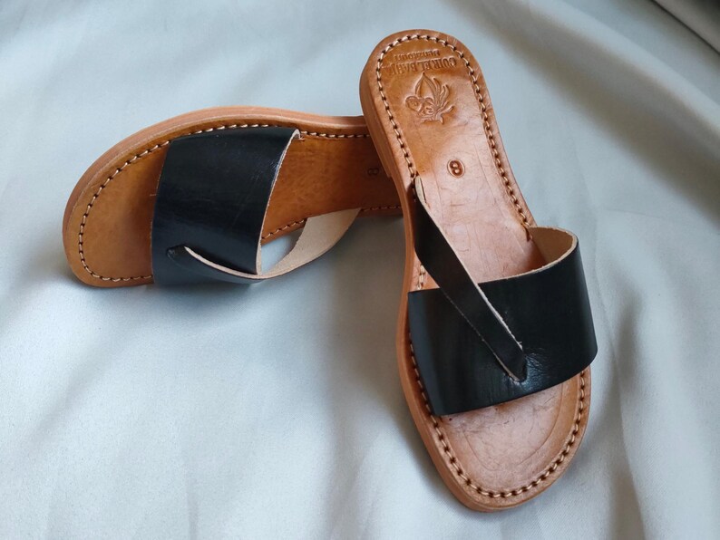Handmade Morocco Black Sandals, Genuine Leather Sandals for Summer ...