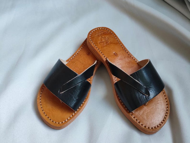 Handmade Morocco Black Sandals, Genuine Leather Sandals for Summer ...