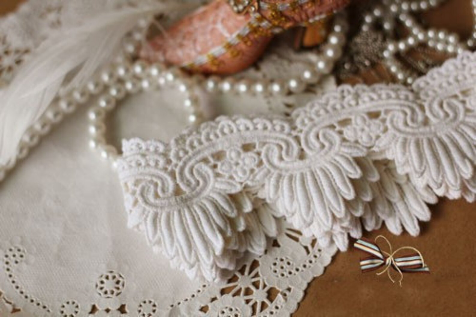 Scalloped Lace Trim Retro Cotton Lace Trim Cotton Guipure | Etsy