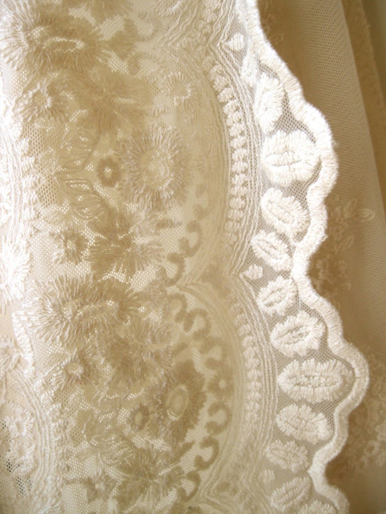 Ivory Lace Fabric Embroidered Tulle Lace Fabric Mesh Lace - Etsy