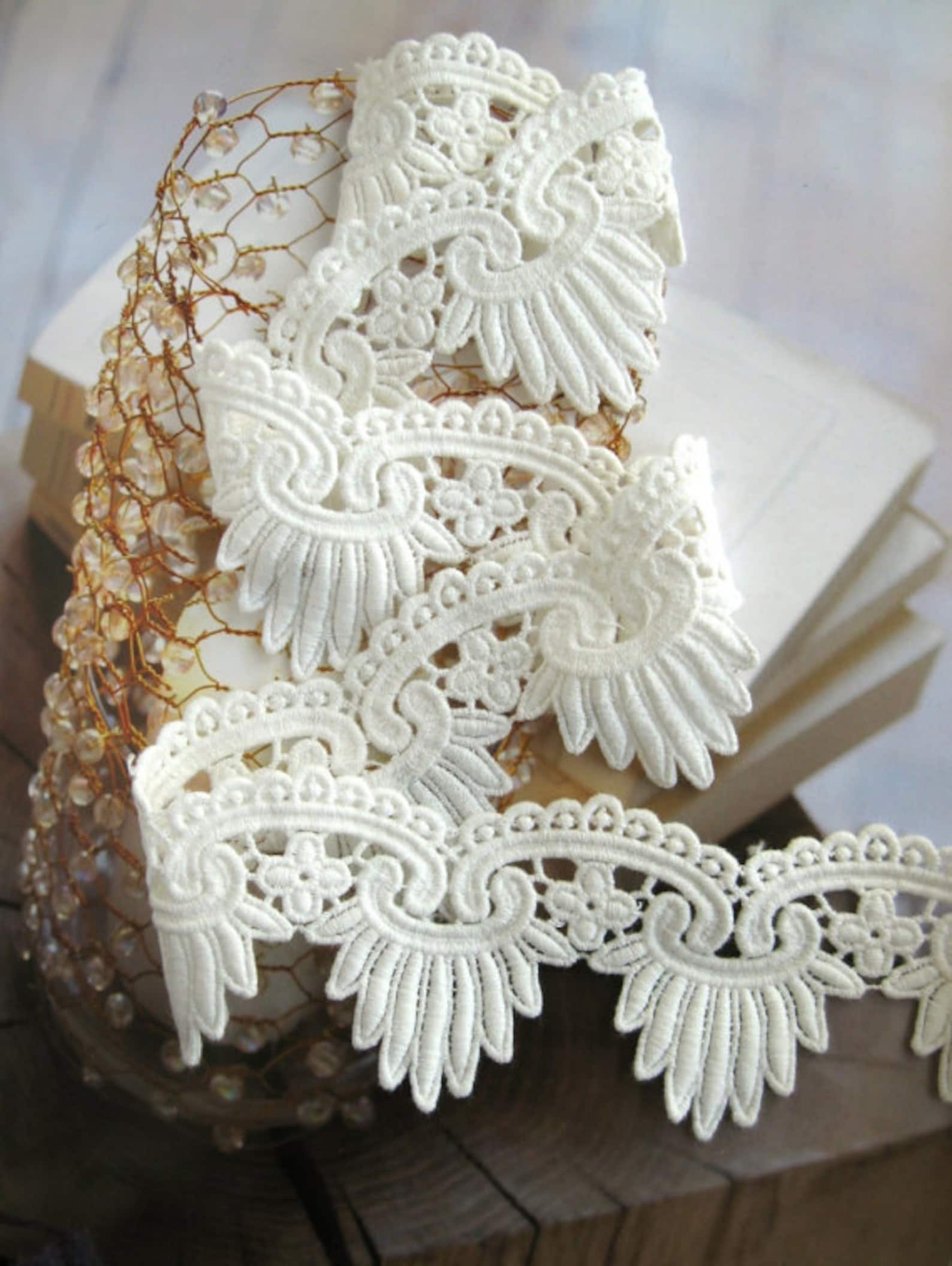 Scalloped Lace Trim Retro Cotton Lace Trim Cotton Guipure - Etsy