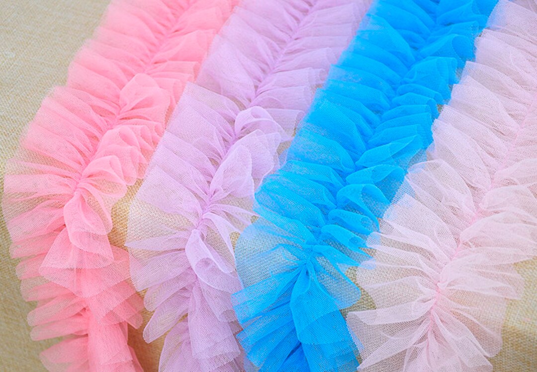 10 Yards Extra Dense Ruffled Tulle Trim, Frill Trim, Pleated Mesh Trim ...