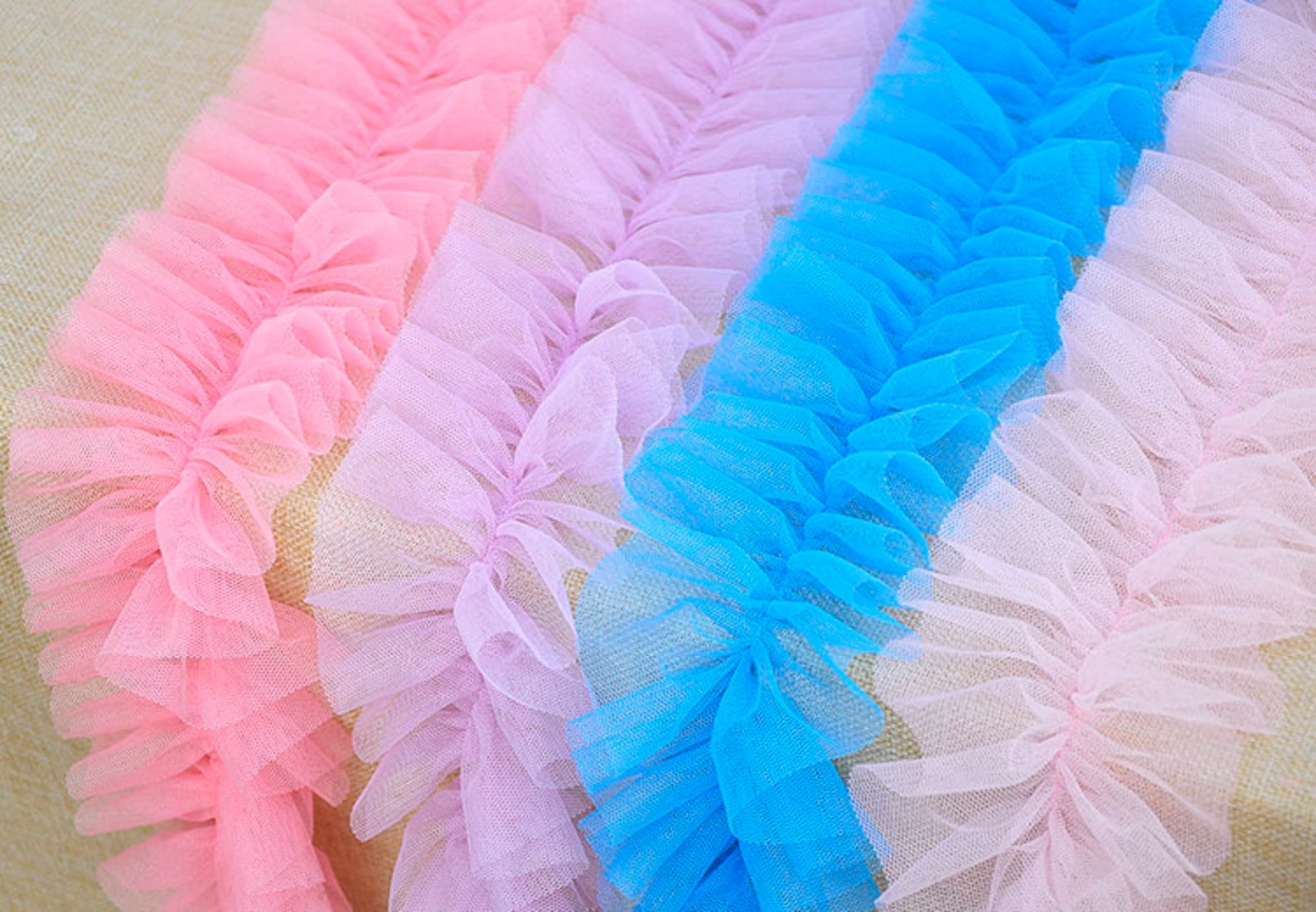 10 Yards Extra Dense Ruffled Tulle Trim, Frill Trim, Pleated Mesh Trim ...
