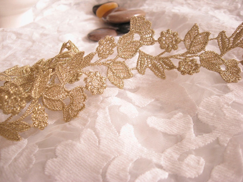 Gold Bridal Lace Trim Guipure Lace Trim metallic Gold Lace | Etsy
