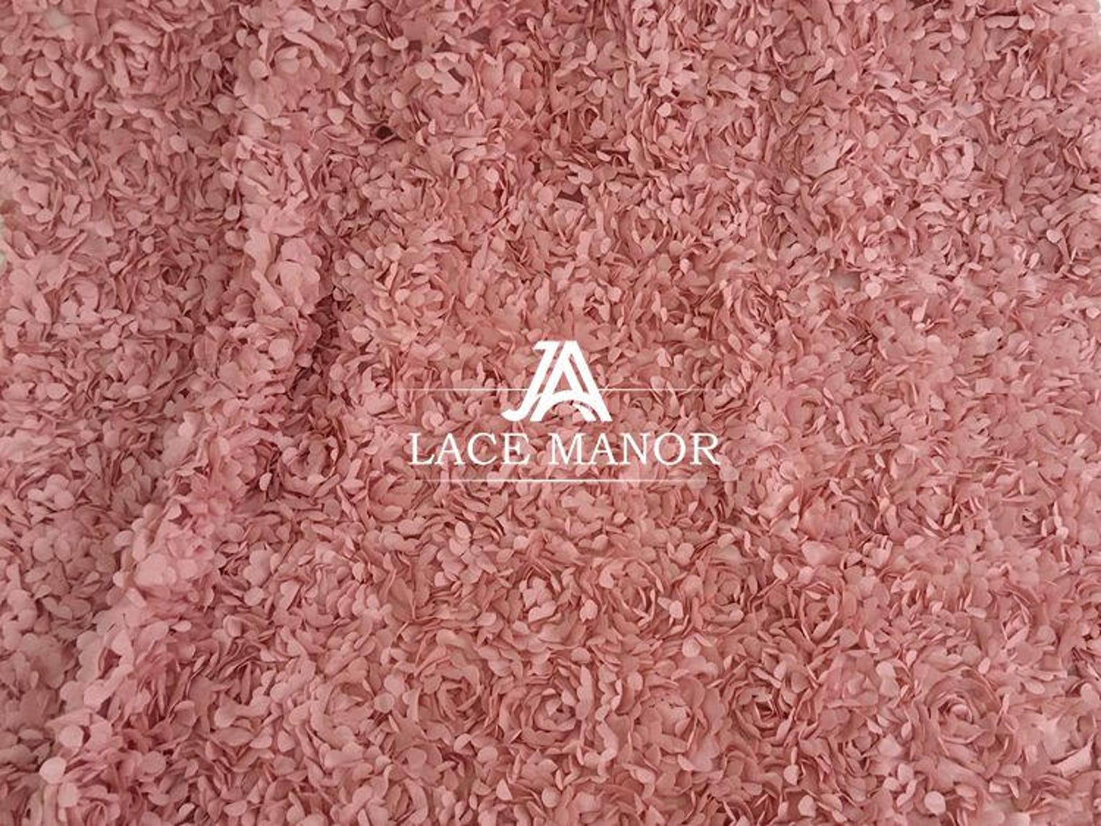 Dust Pink Rosette Fabric, Chic Rosette Fabric, Shabby Rosette Fabric ...