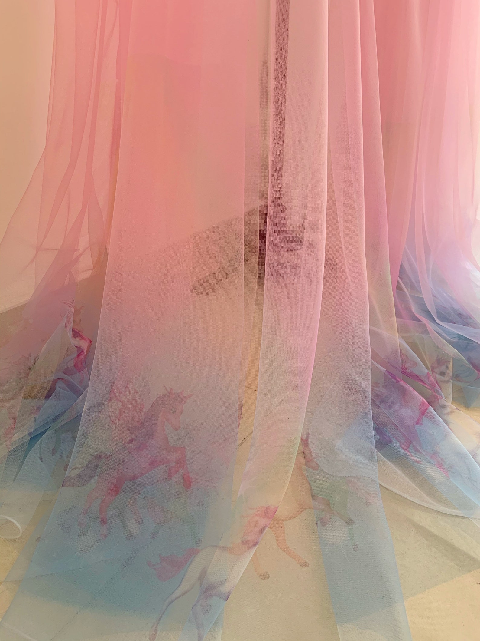 Dip Dye Style Tulle Fabric With Ombr Colors Pink And Blue Etsy Denmark