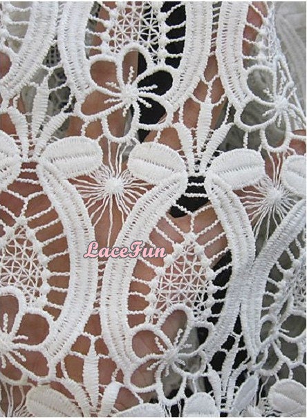 Black Lace Fabric with Retro pattern crochet lace fabric | Etsy