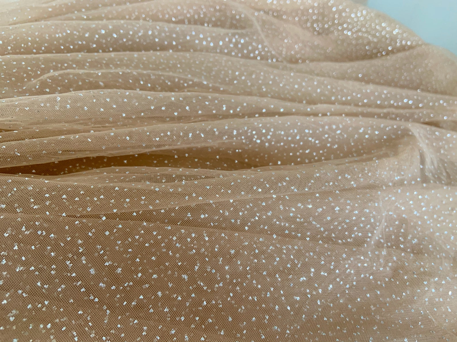 Light Blue Mesh Lace Fabric With Glitters Galaxy Look Well | Etsy