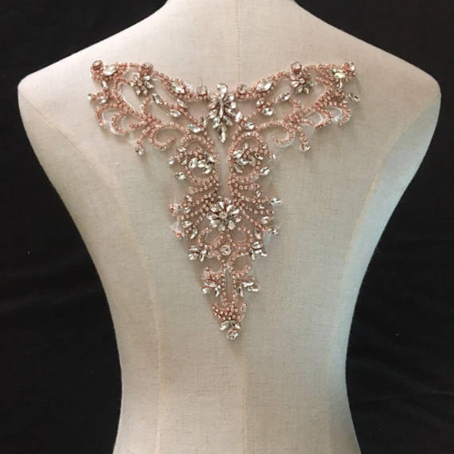 Gold Rhinestone Neckline Applique, Crystal V Neckline Collar Bodice - Etsy