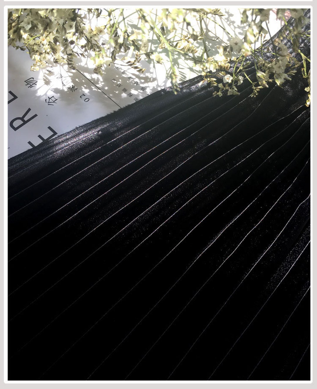 Black Pleated Satin Panel, Satin Vertical Crease, Satin Accordion ...