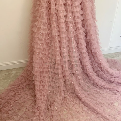 Mauve Pink Ruffled Fabric Ruffle Fabric for Cake Dress - Etsy