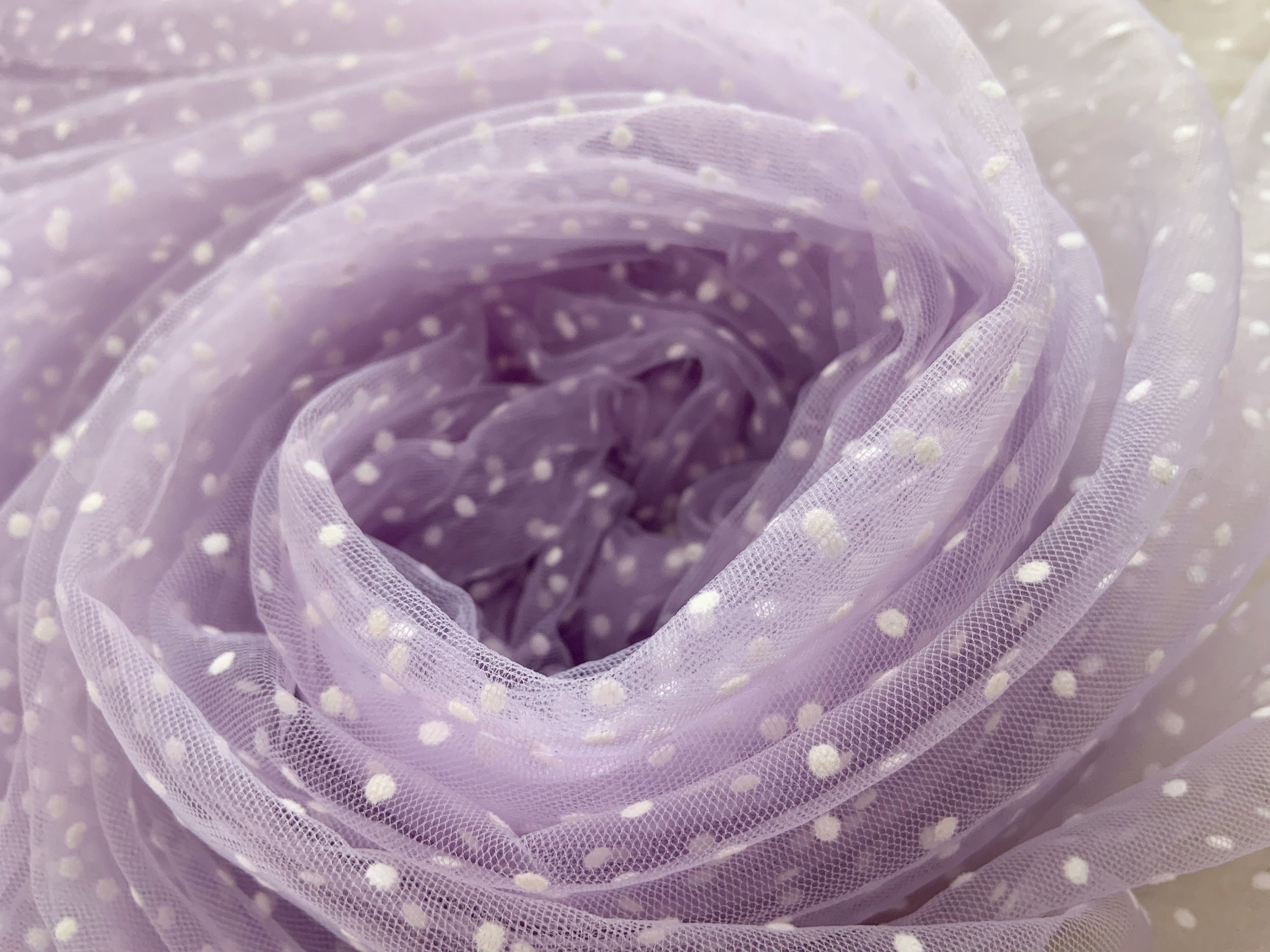 Purple Tulle Lace Fabric With Flocking Velvet Polka Dots | Etsy