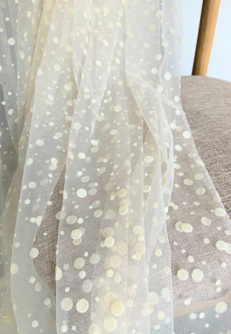 Beige Tulle Lace Fabric With Velvet Polka Dots Tulle Mesh - Etsy Sweden